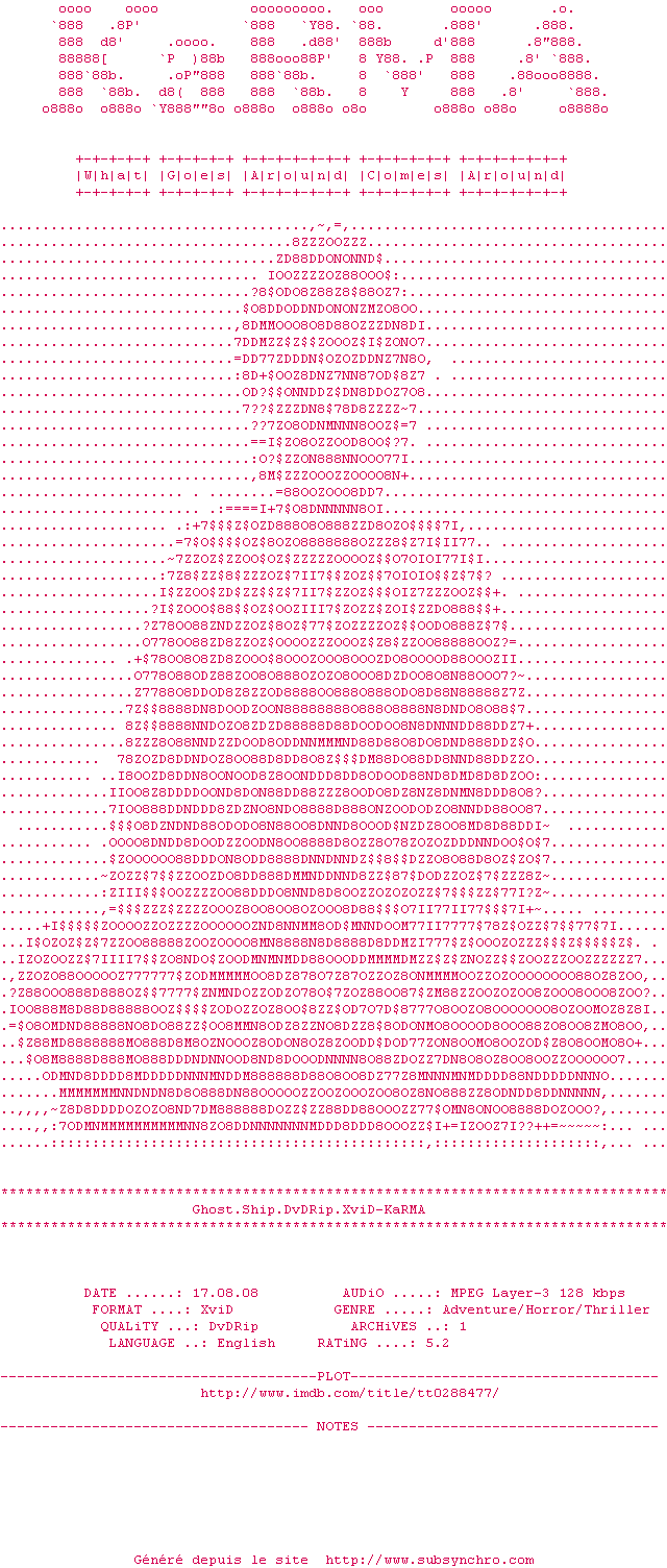 Voir le nfo de la release Ghost.Ship.DvDRip.XviD-KaRMA
